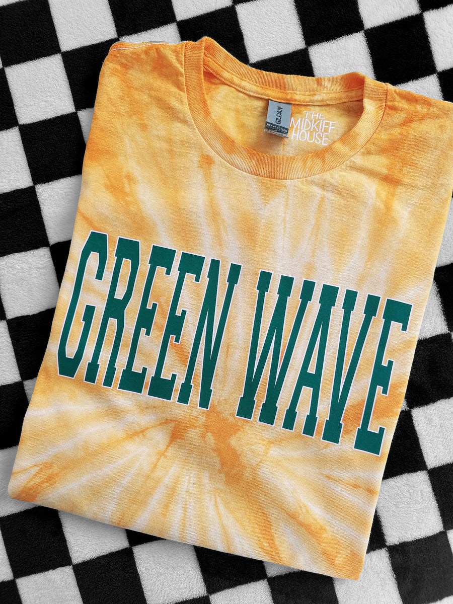 GREEN WAVE VARSITY TIE-DYE TEE – themidkiffhouse