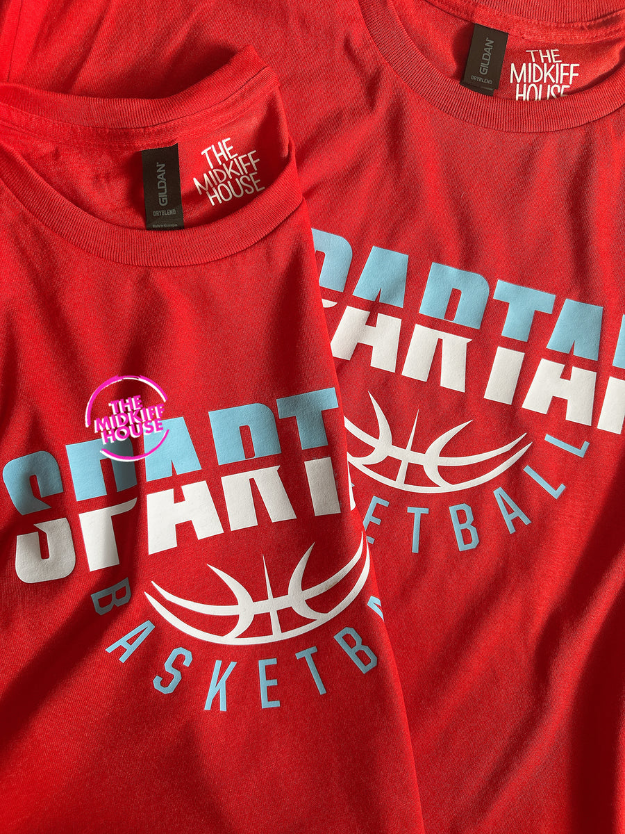 SPARTAN BASKETBALL HALF SPLIT TEE – themidkiffhouse